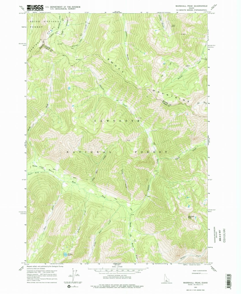 Marshall Peak, ID (1964, 24000-Scale) Map by United States Geological ...