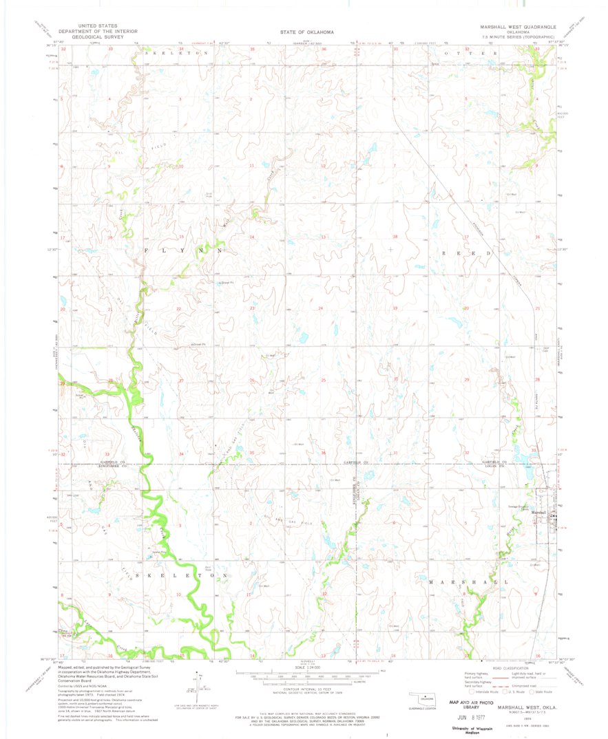 Marshall West, OK (1974, 24000-Scale) Map by United States Geological ...