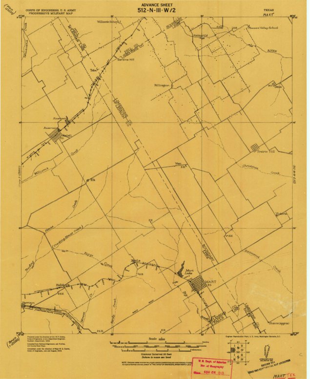 Mart, TX (1920, 62500-Scale) Map by United States Geological Survey ...