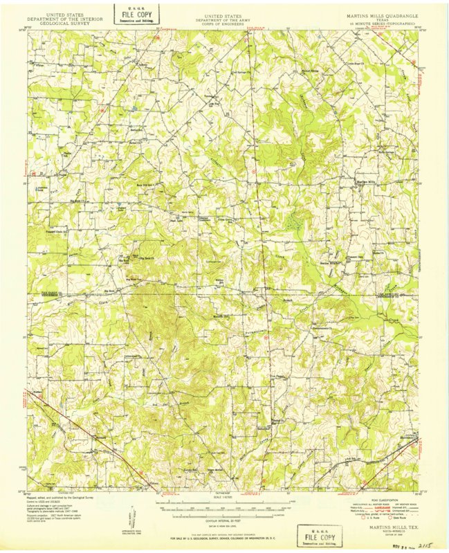 Martins Mills, TX (1949, 62500-Scale) Map by United States Geological ...