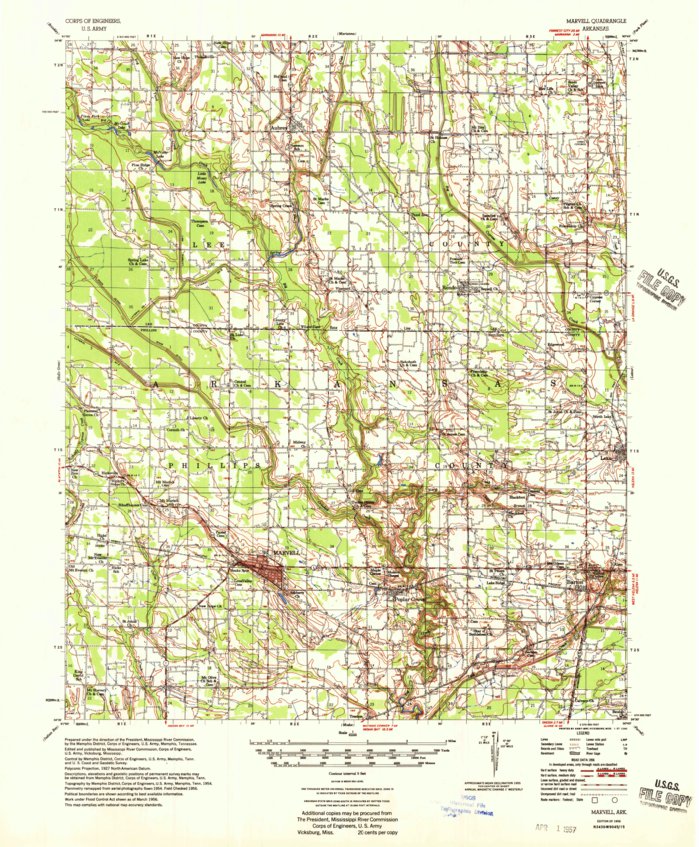Marvell, AR (1956, 62500-Scale) Map by United States Geological Survey ...