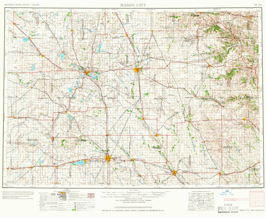 Mason City, IA-MN (1958, 250000-Scale) Map by United States Geological ...