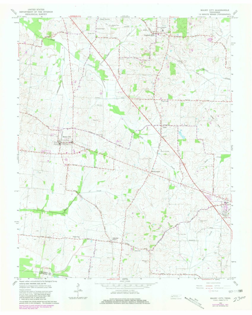 Maury City, TN (1964, 24000-Scale) Map by United States Geological ...