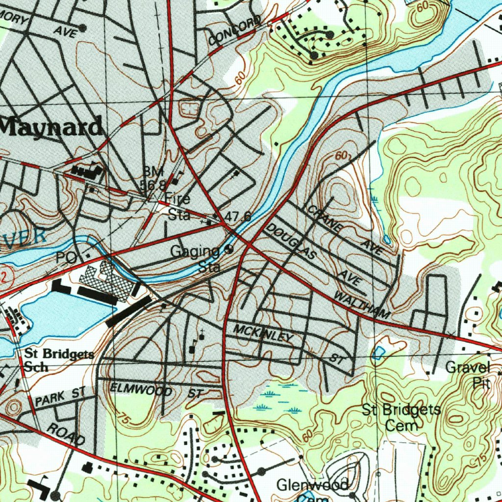 Maynard, MA (1987, 25000-Scale) Map by United States Geological Survey ...