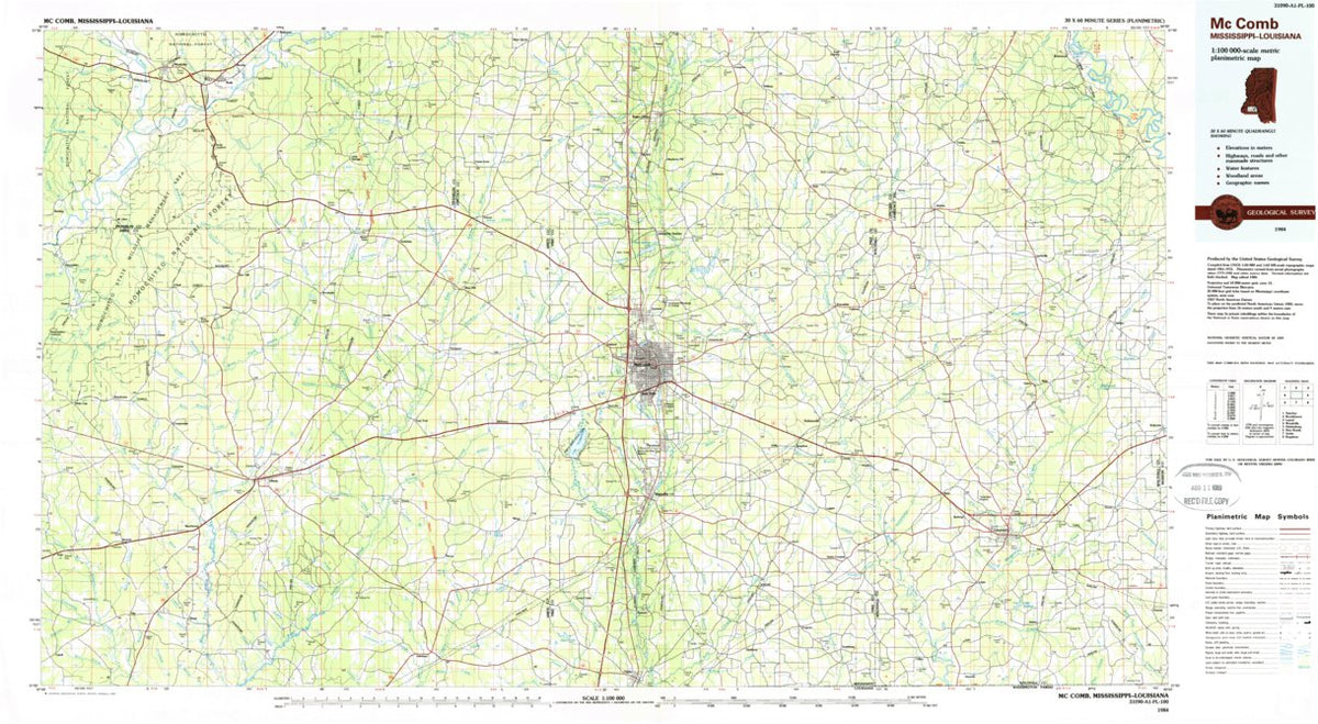 Mccomb, MS-LA (1984, 100000-Scale) Map by United States Geological ...