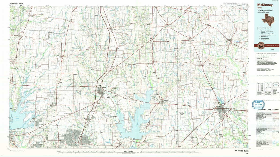 Mckinney, TX (1985, 100000-Scale) Map by United States Geological ...
