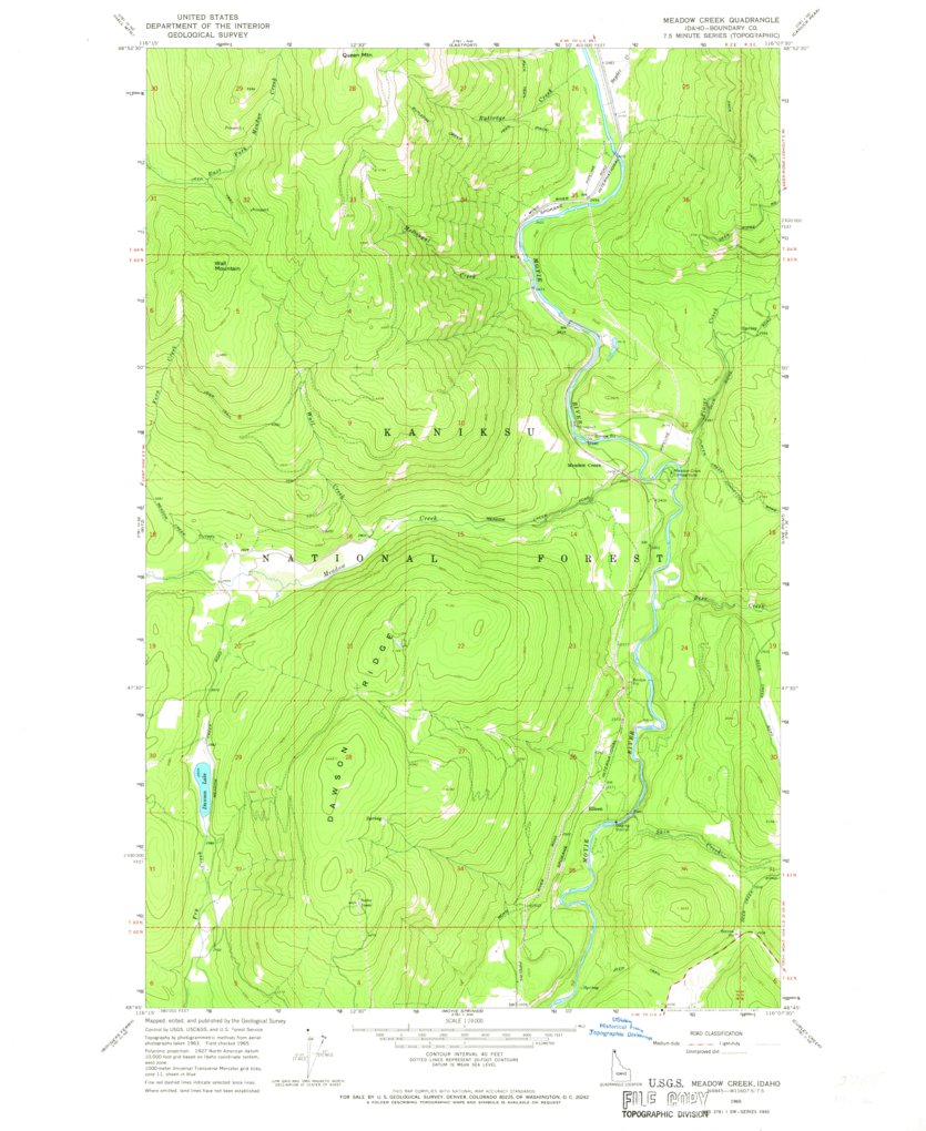 Meadow Creek, ID (1965, 24000-Scale) Map by United States Geological ...