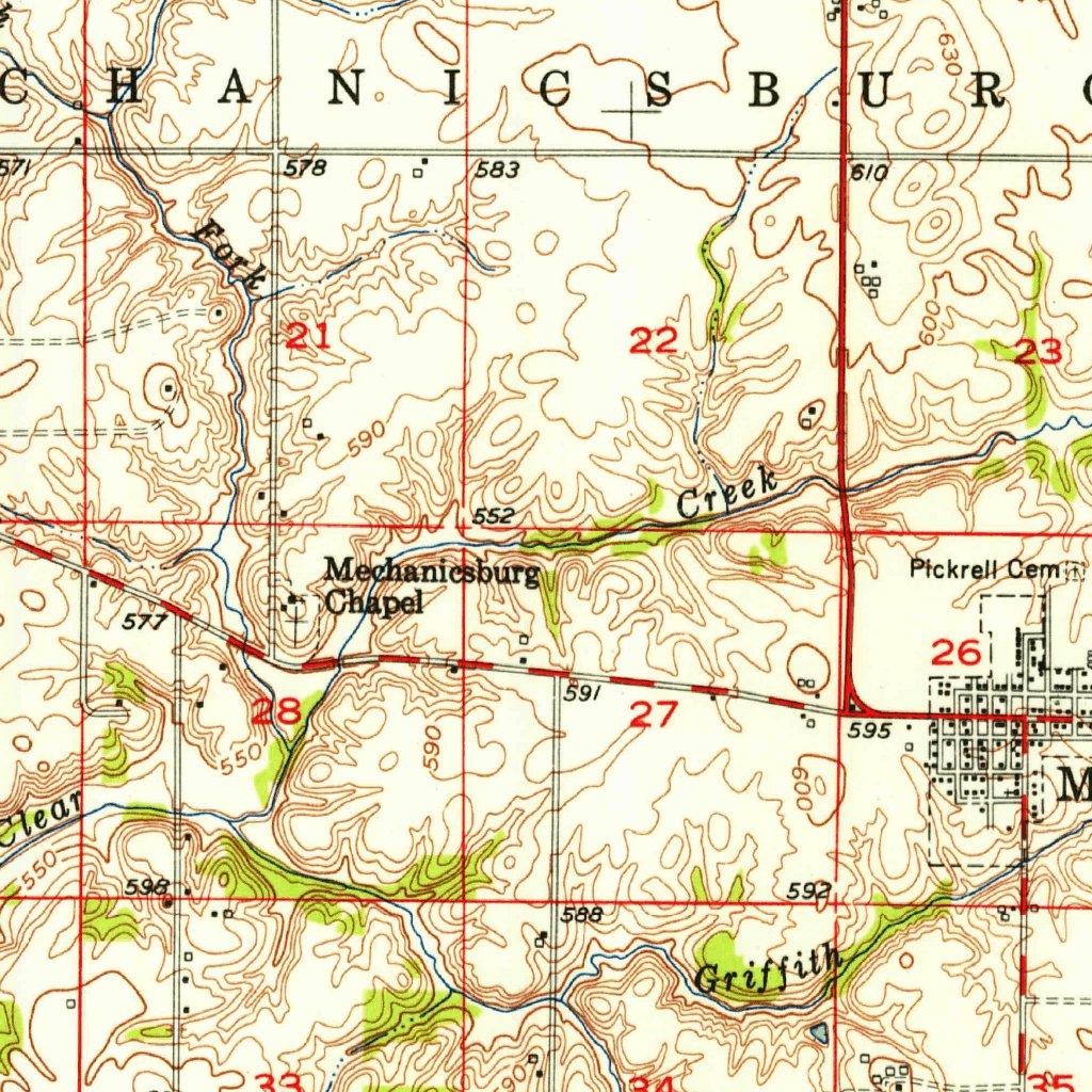 Mechanicsburg, IL (1954, 62500-Scale) Map by United States Geological ...