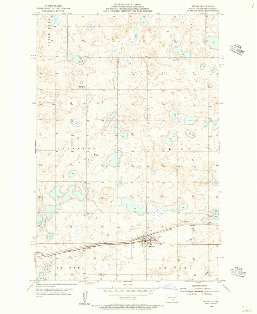 Medina, ND (1954, 24000-Scale) Map by United States Geological Survey ...