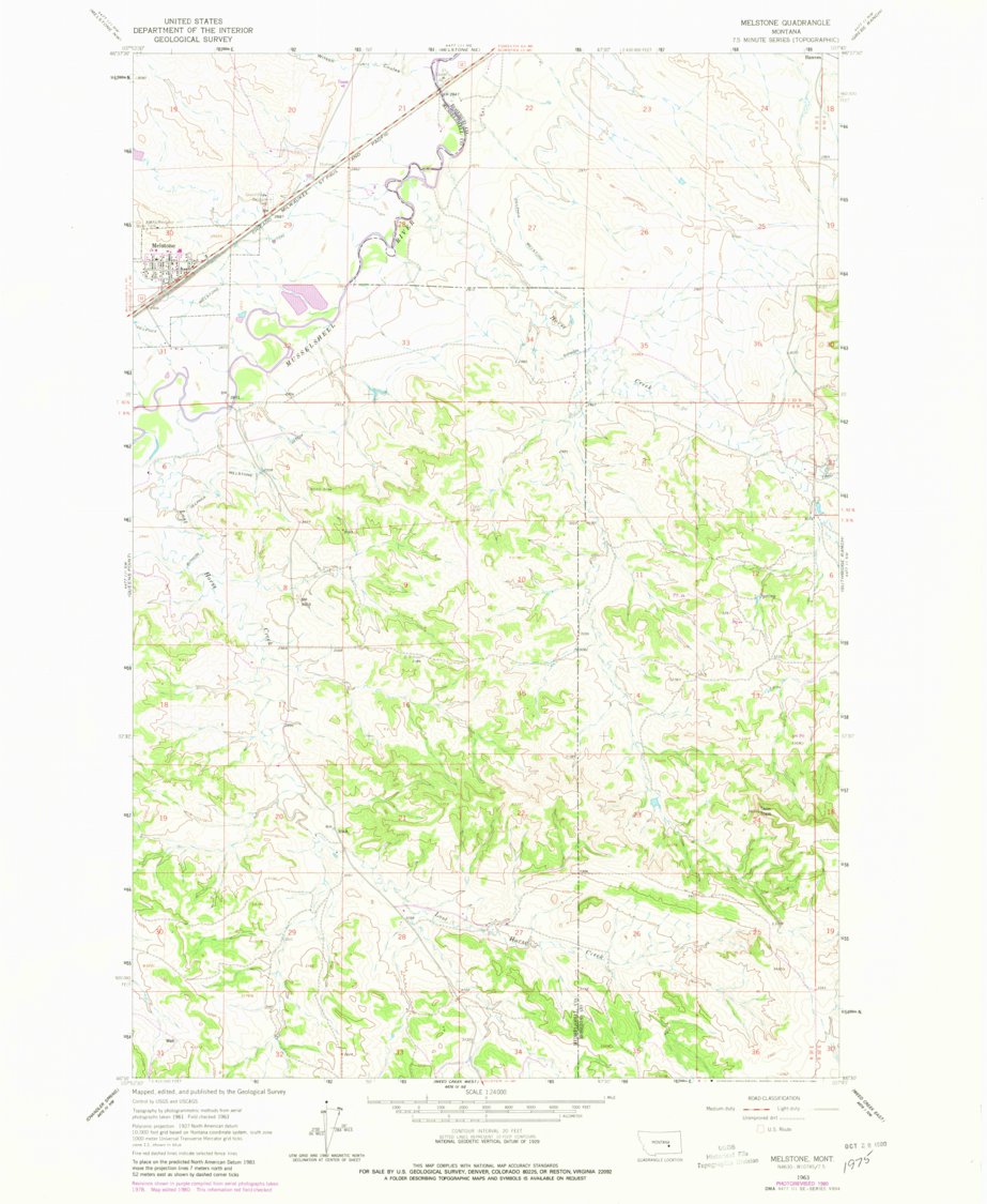 Melstone, MT (1963, 24000-Scale) Map by United States Geological Survey ...