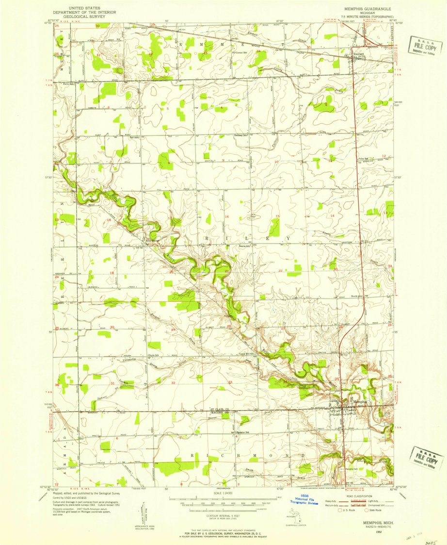 Memphis, MI (1952, 24000-Scale) Map by United States Geological Survey ...