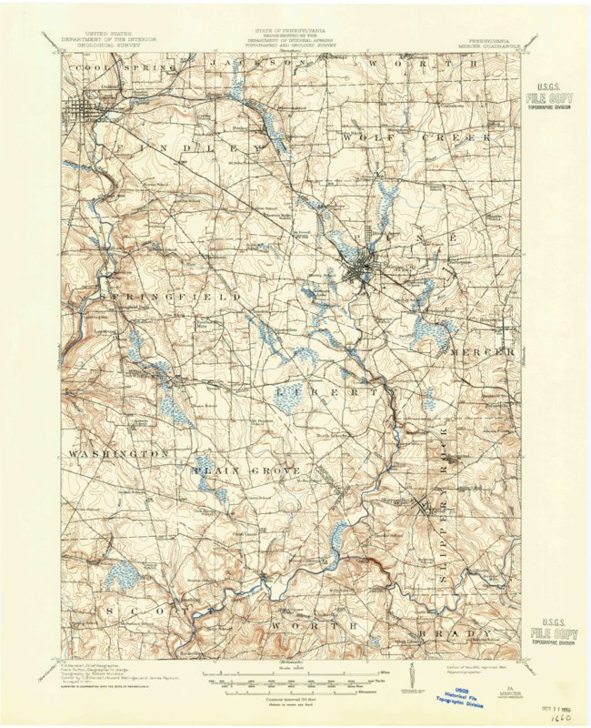Mercer, PA (1913, 62500-Scale) Map by United States Geological Survey ...