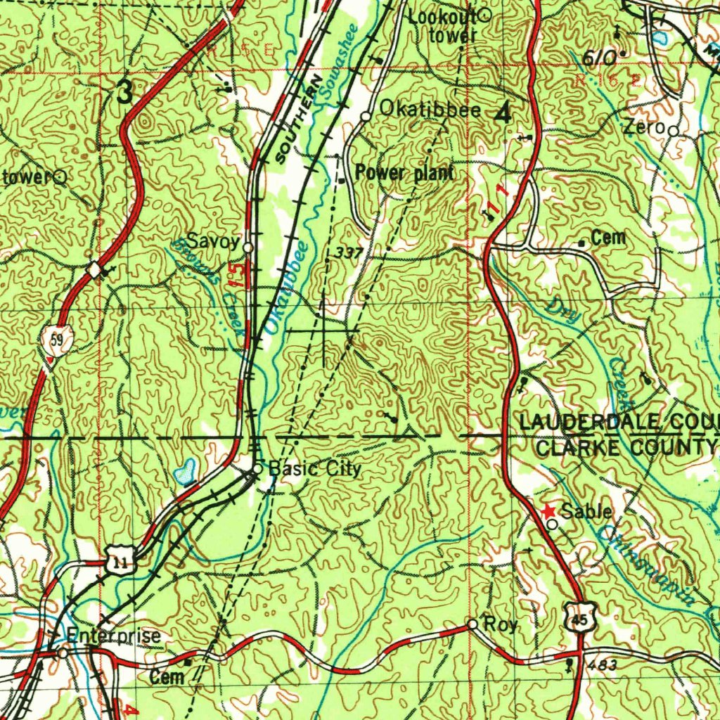 Meridian, MS-AL (1953, 250000-Scale) Map by United States Geological ...