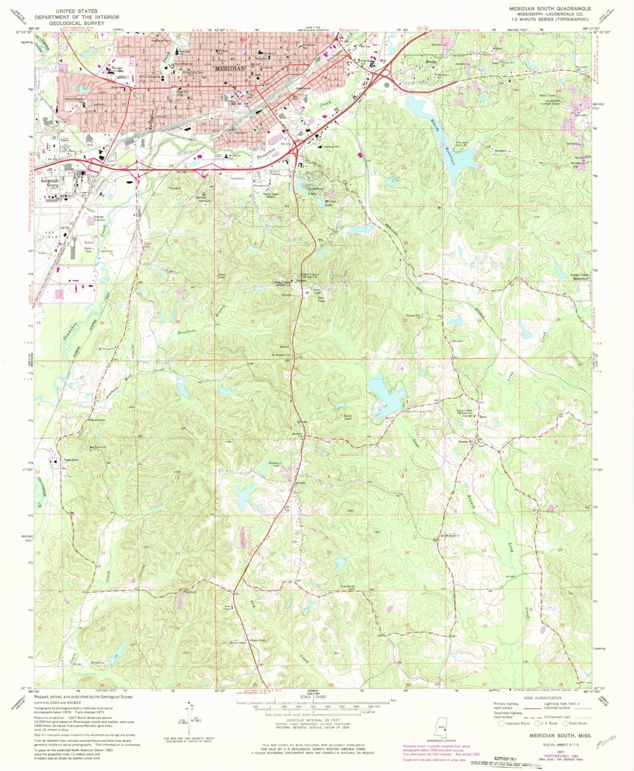 Meridian South, MS (1971, 24000-Scale) Map by United States Geological ...