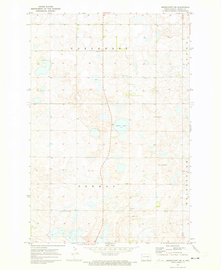 Merricourt NW, ND (1971, 24000-Scale) Map by United States Geological ...