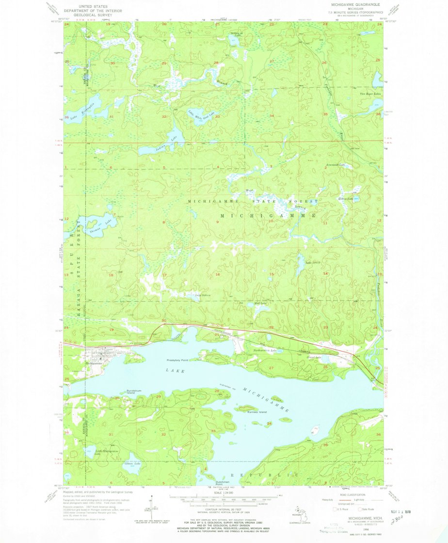 Michigamme, MI (1956, 24000-Scale) Map by United States Geological ...