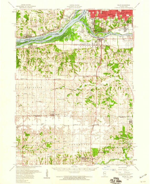 Milan, IL-IA (1953, 62500-Scale) Map by United States Geological Survey ...
