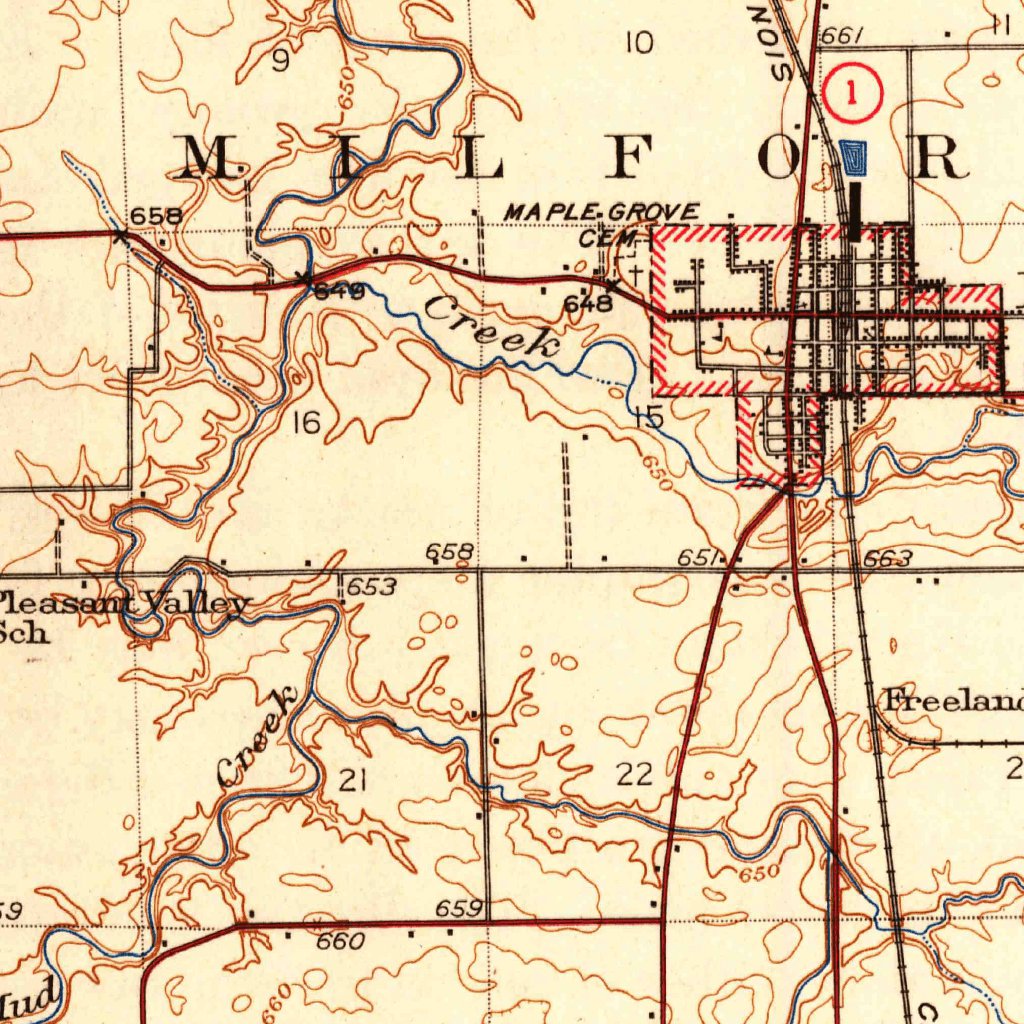 Milford, IL-IN (1944, 62500-Scale) Map by United States Geological ...