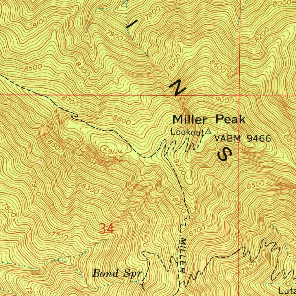 Miller Peak, AZ (1958, 24000-Scale) Map by United States Geological ...