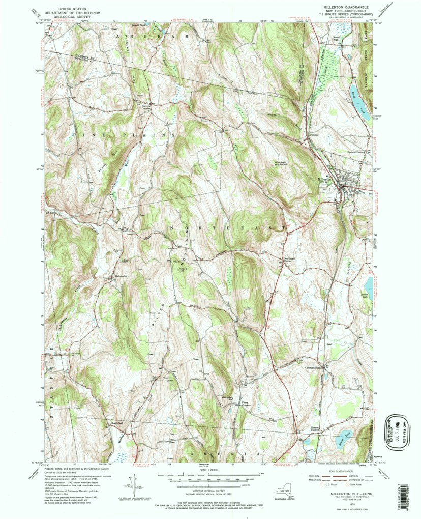 Millerton, NY-CT (1955, 24000-Scale) Map by United States Geological ...