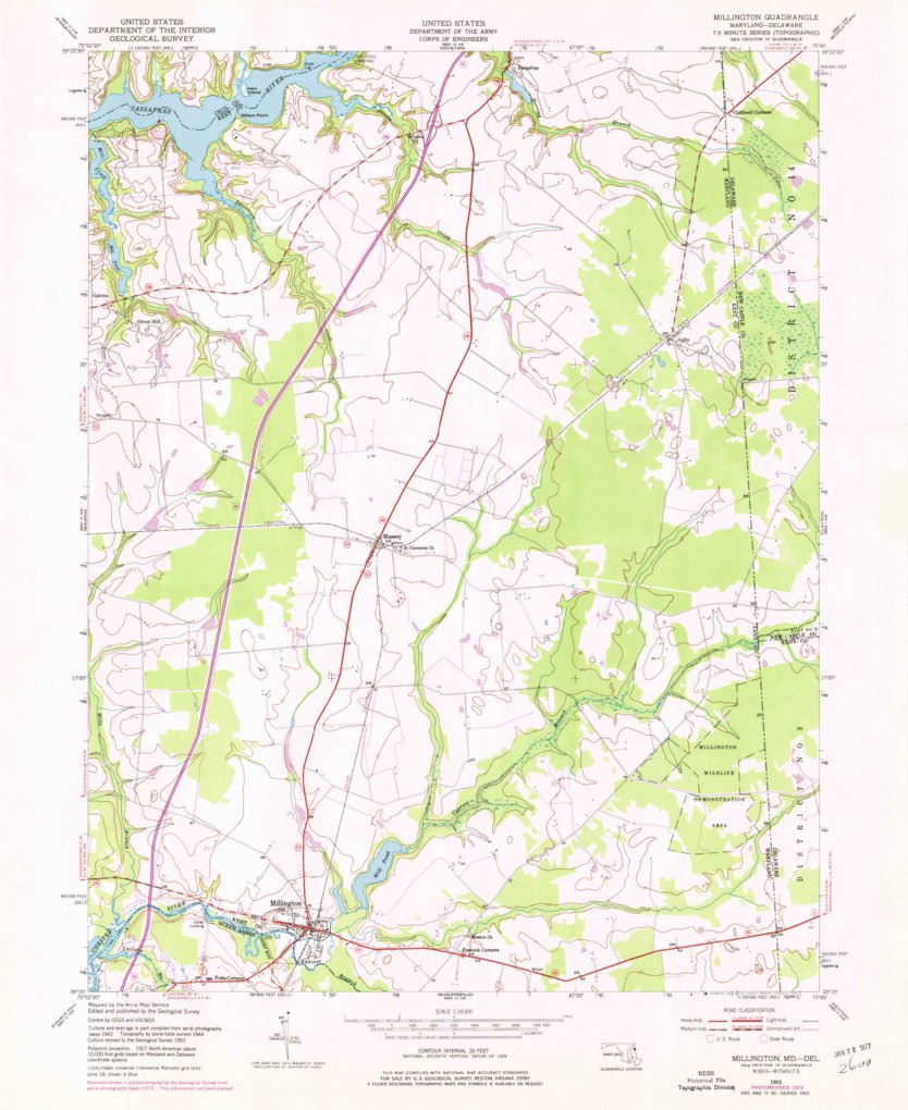 Millington, MD-DE (1953, 24000-Scale) Map by United States Geological ...