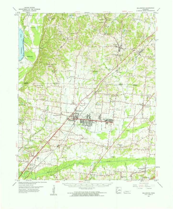 Millington, TN (1960, 62500-Scale) Map by United States Geological ...