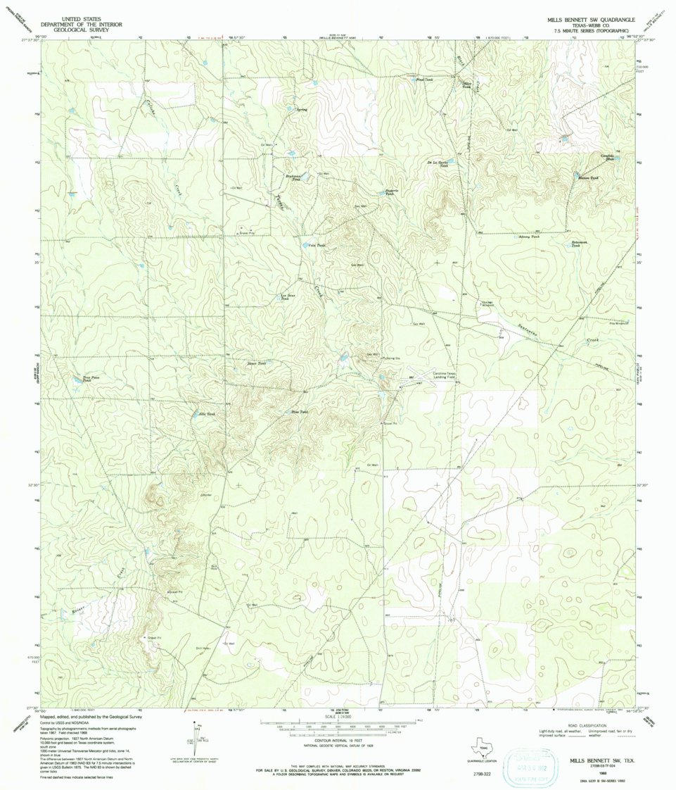 Mills Bennett SW, TX (1968, 24000-Scale) Map by United States ...