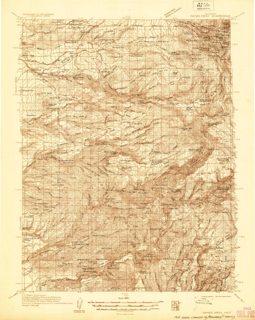 Mineral, CA (1935, 96000-Scale) Map by United States Geological Survey ...