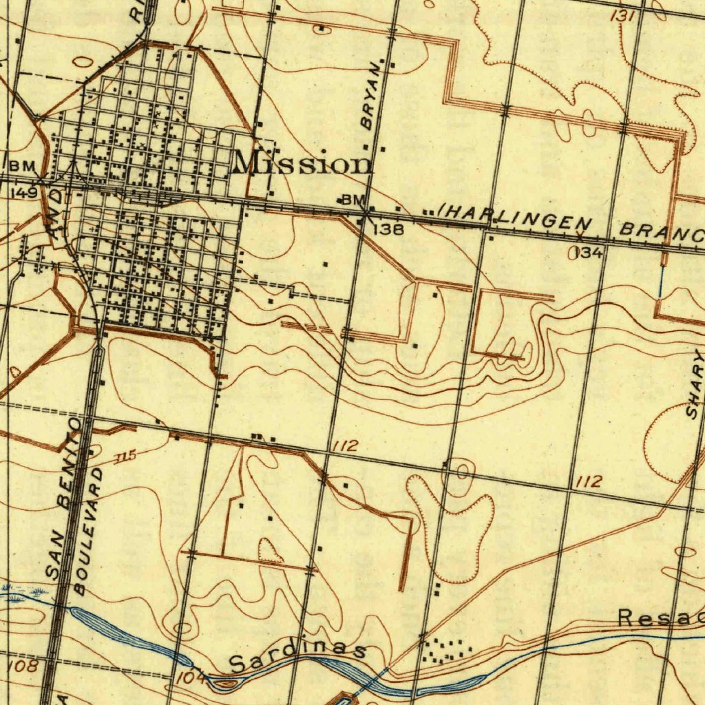 Mission, TX (1916, 62500-Scale) Map by United States Geological Survey ...