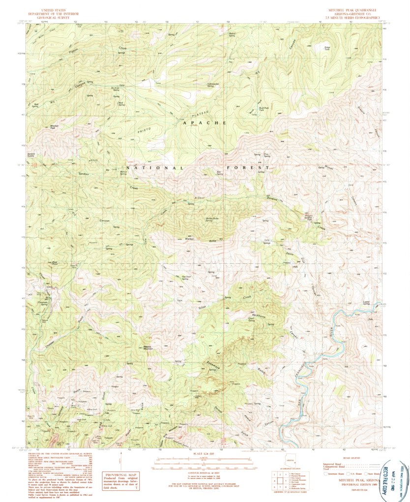 Mitchell Peak, AZ (1989, 24000-Scale) Map by United States Geological ...