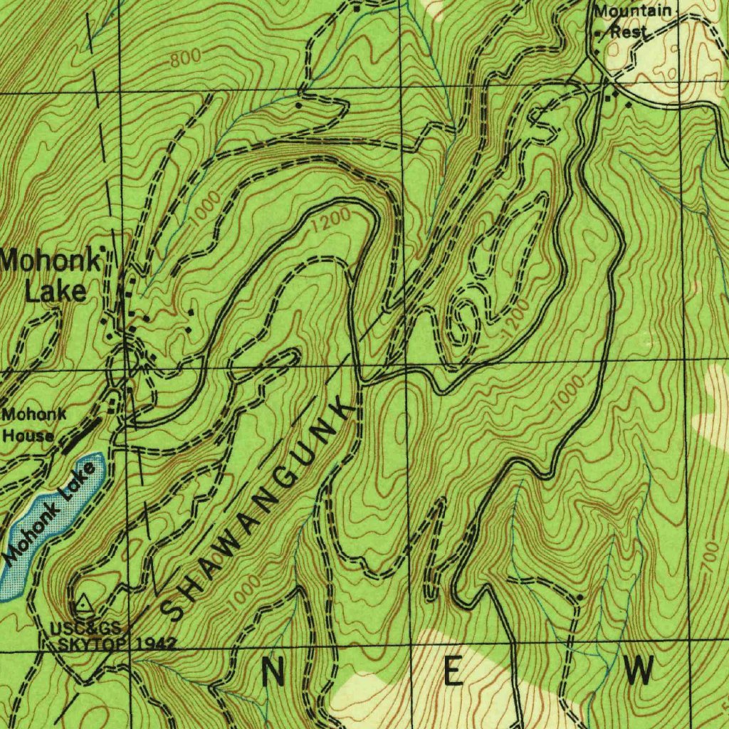 Mohonk Lake, NY (1943, 31680-Scale) Map by United States Geological ...