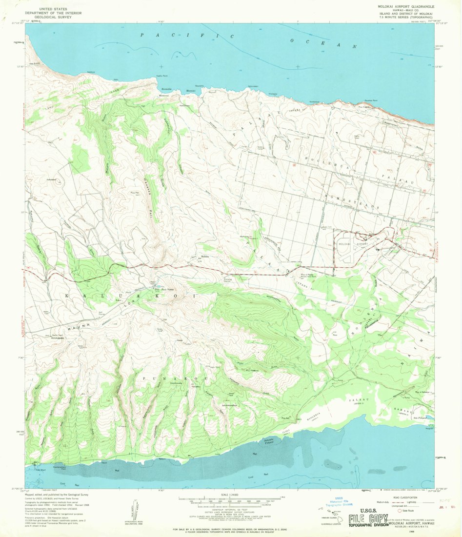 Molokai Airport, HI (1968, 24000-Scale) Map by United States Geological ...