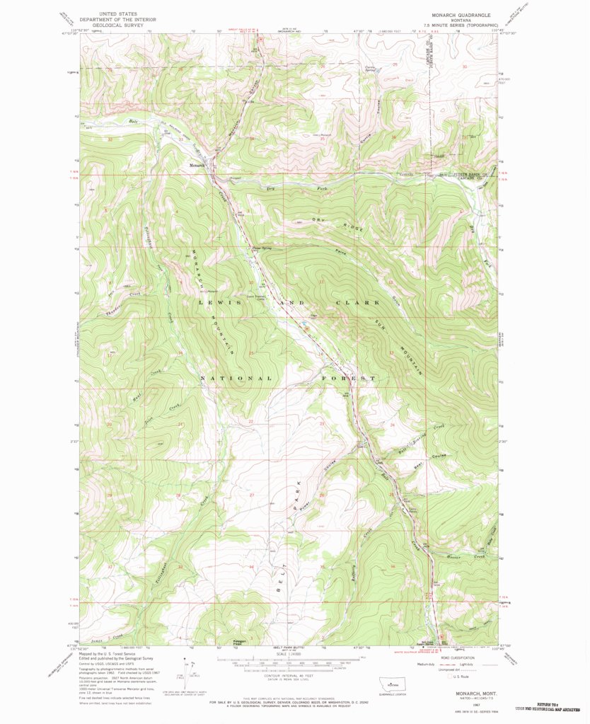 Monarch, MT (1967, 24000-Scale) Map by United States Geological Survey ...