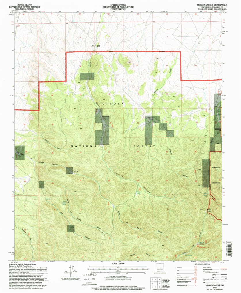 Monica Saddle, NM (1995, 24000-Scale) Map by United States Geological ...