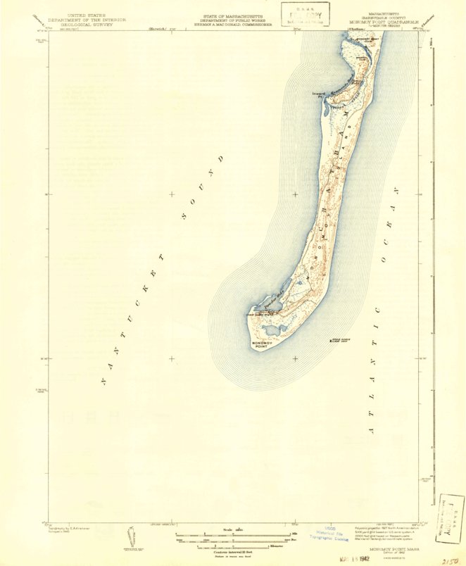 Monomoy Point, MA (1942, 31680-Scale) Map by United States Geological ...