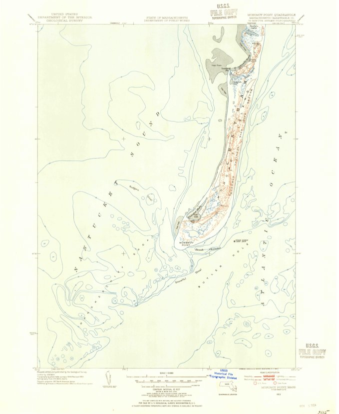 Monomoy Point, MA (1953, 31680-Scale) Map by United States Geological ...