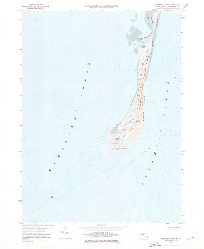 Monomoy Point, MA (1974, 24000-Scale) Map by United States Geological ...
