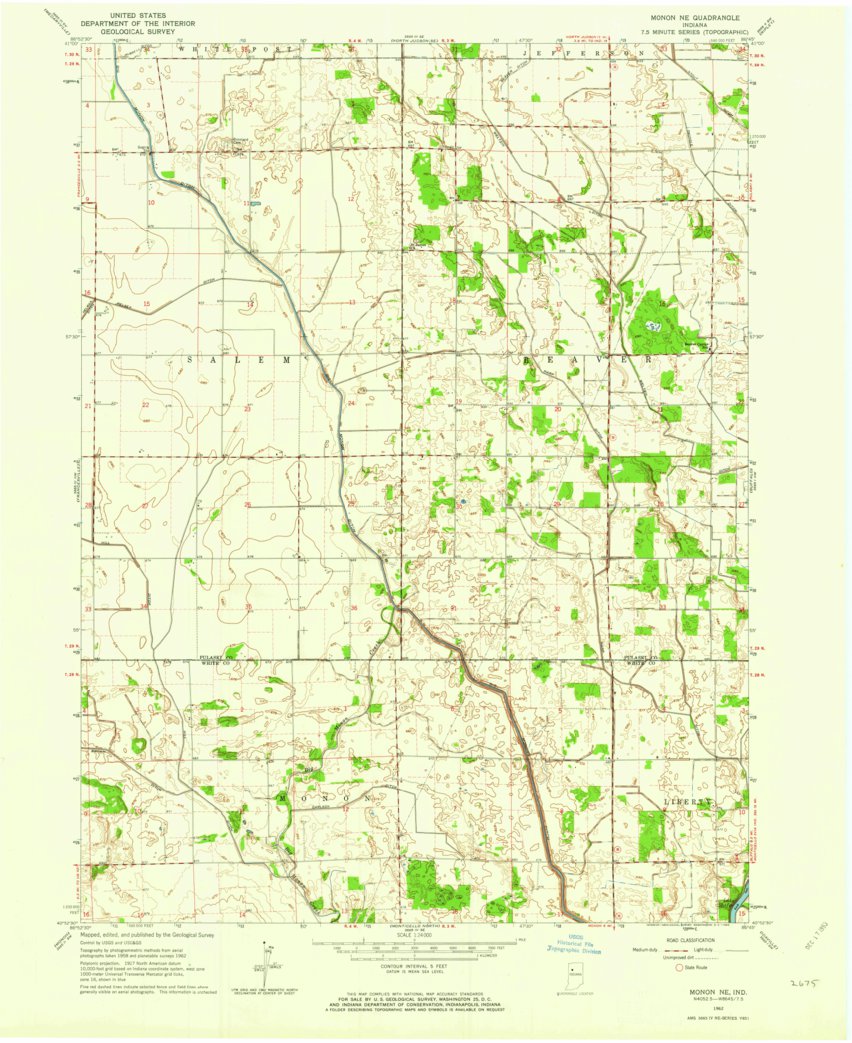 Monon NE, IN (1962, 24000-Scale) Map by United States Geological Survey ...