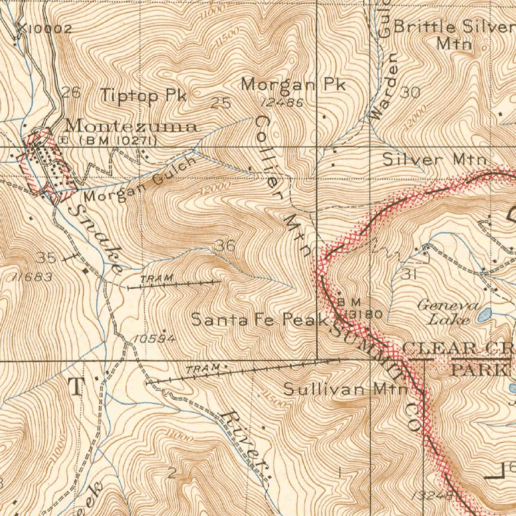 Montezuma, CO (1926, 62500-Scale) Map by United States Geological ...
