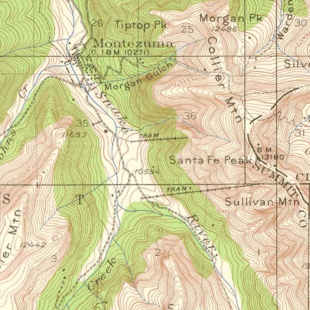Montezuma, CO (1933, 62500-Scale) Map by United States Geological ...