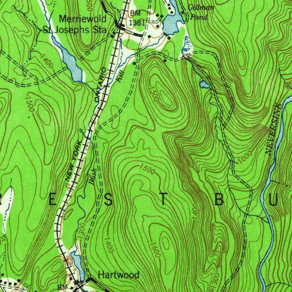 Monticello, NY (1943, 62500-Scale) Map by United States Geological ...