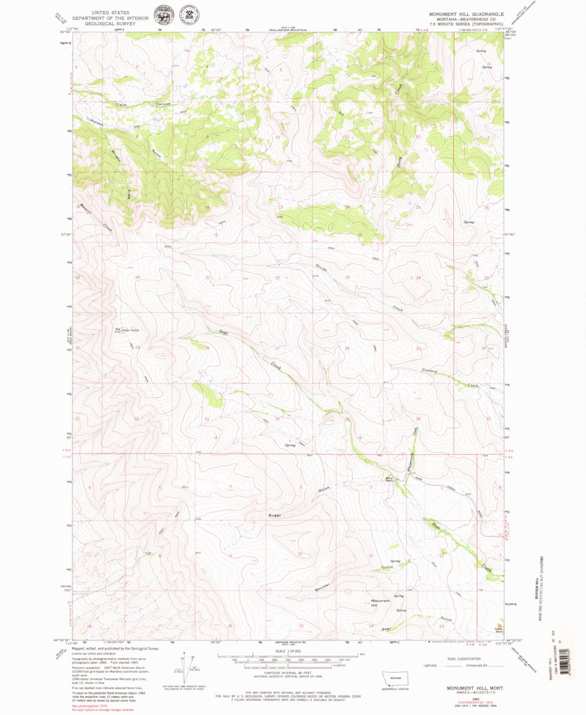 Monument Hill, MT (1976, 24000-Scale) Map by United States Geological ...