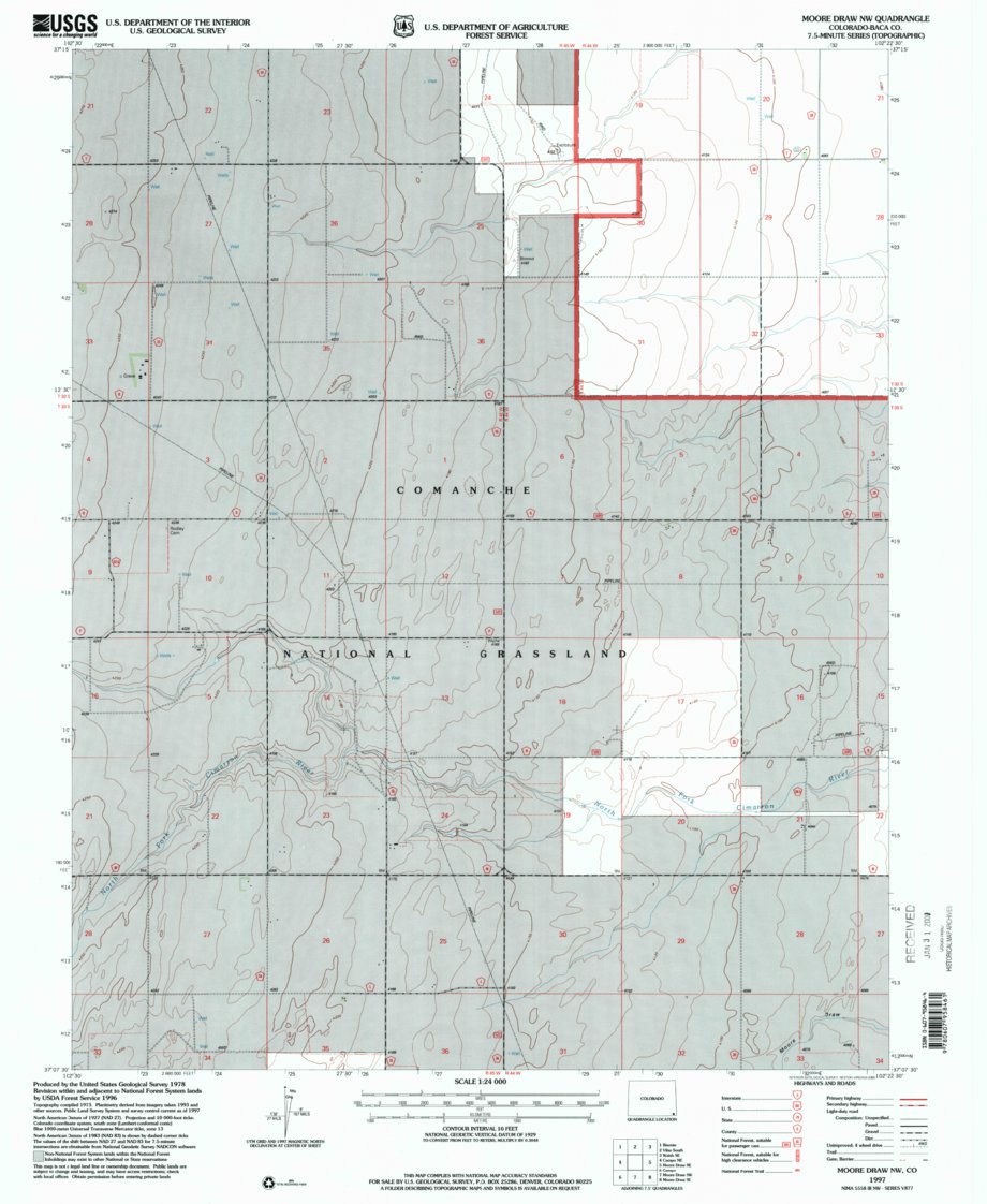 Moore Draw NW, CO (1997, 24000-Scale) Map by United States Geological ...