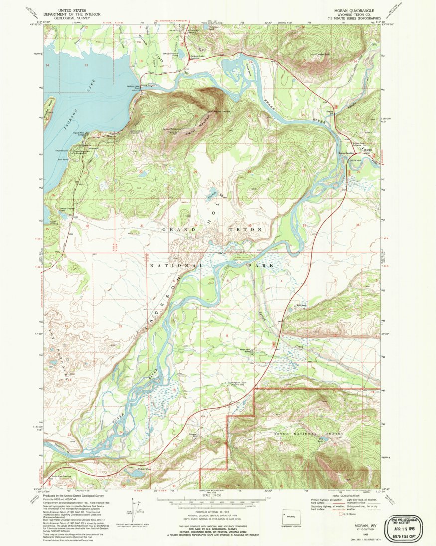 Moran, WY (1968, 24000-Scale) Map by United States Geological Survey ...