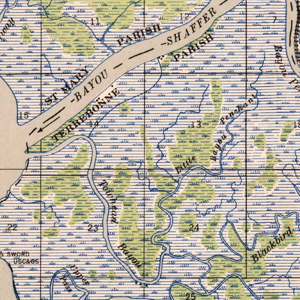 Morgan City, LA (1935, 62500-Scale) Map by United States Geological ...