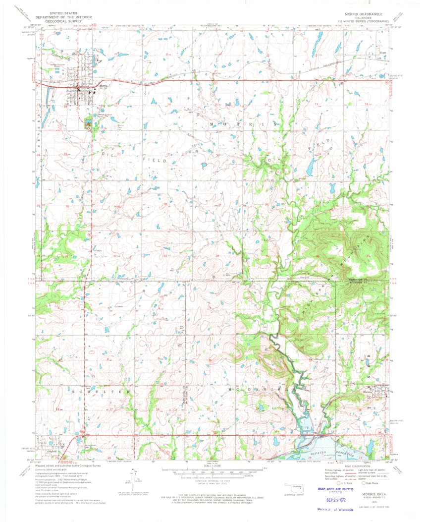 Morris, OK (1970, 24000-Scale) Map by United States Geological Survey ...