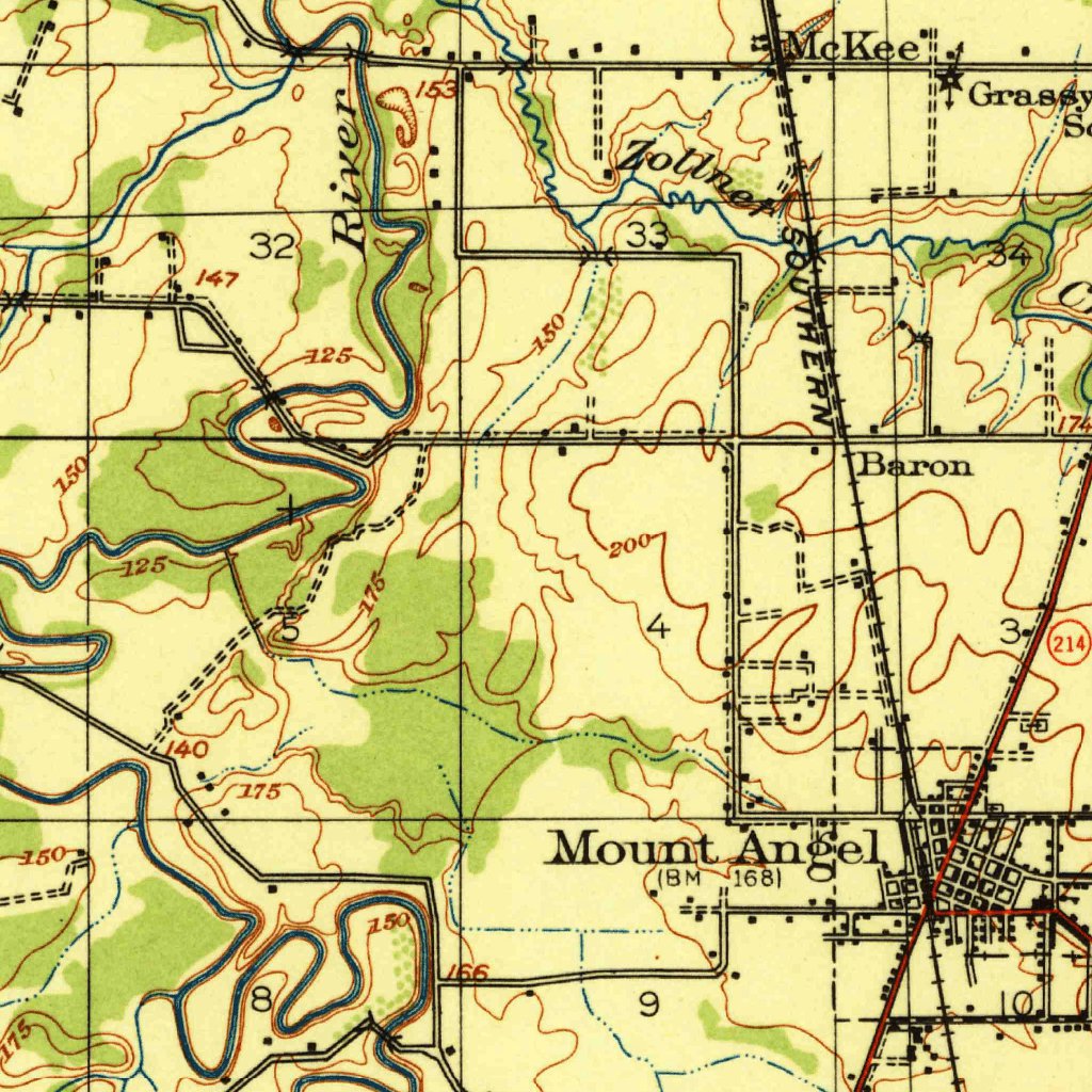 Mount Angel, OR (1940, 62500-Scale) Map by United States Geological ...