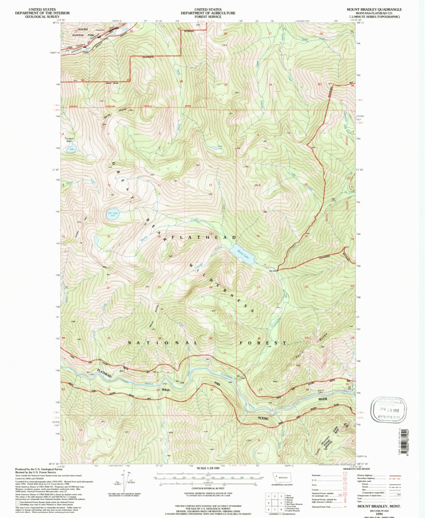 Mount Bradley, MT (1994, 24000-Scale) Map by United States Geological ...