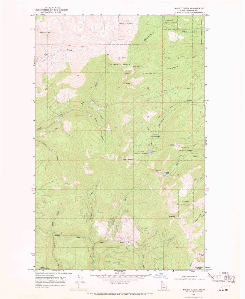 Mount Casey, ID (1968, 24000-Scale) Map by United States Geological ...