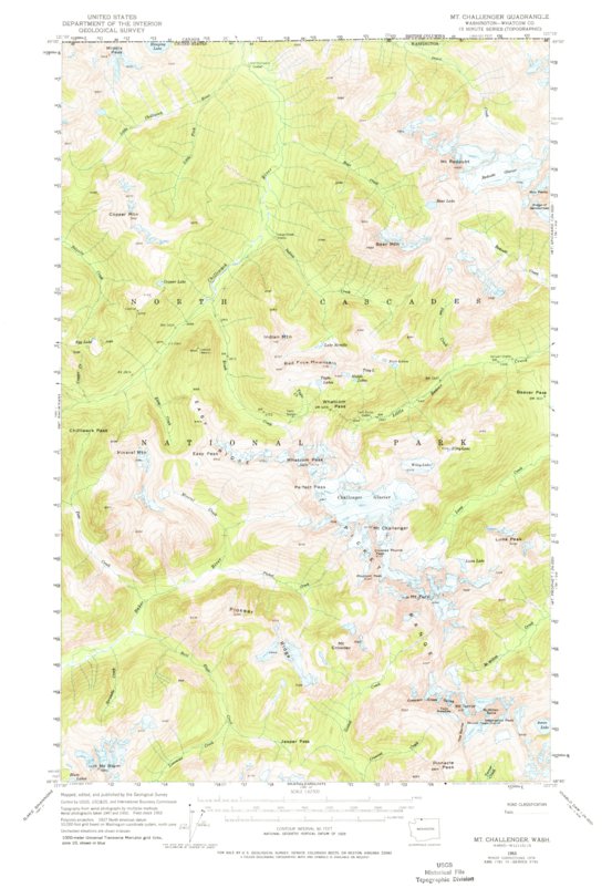 Mount Challenger, WA (1953, 62500-Scale) Map by United States ...